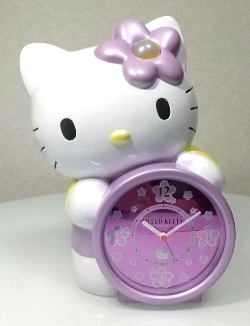 RARE VINTAGE SEIKO Hello Kitty Purple Talking alarm Clock Figure Around ...