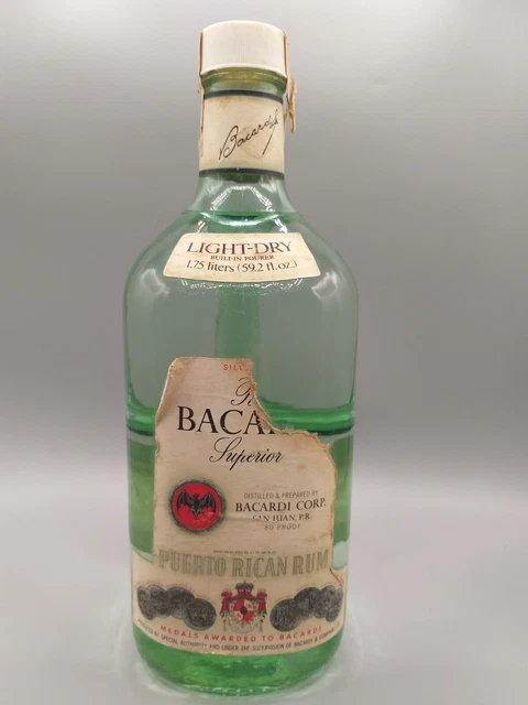BACARDI RON SUPERIOR Silver Label Rum 40% Puerto Rican 1,750 ...