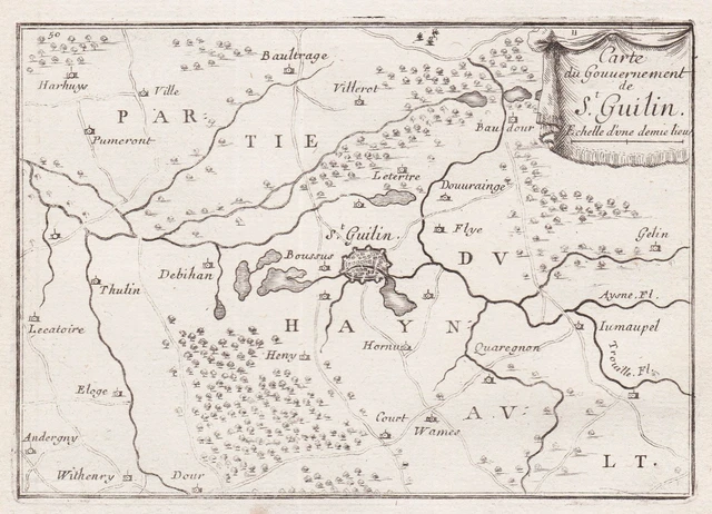 SAINT-GHISLAIN HAINAUT WALLONIE Belgium Map Carte Card Beaulieu 1680 ...