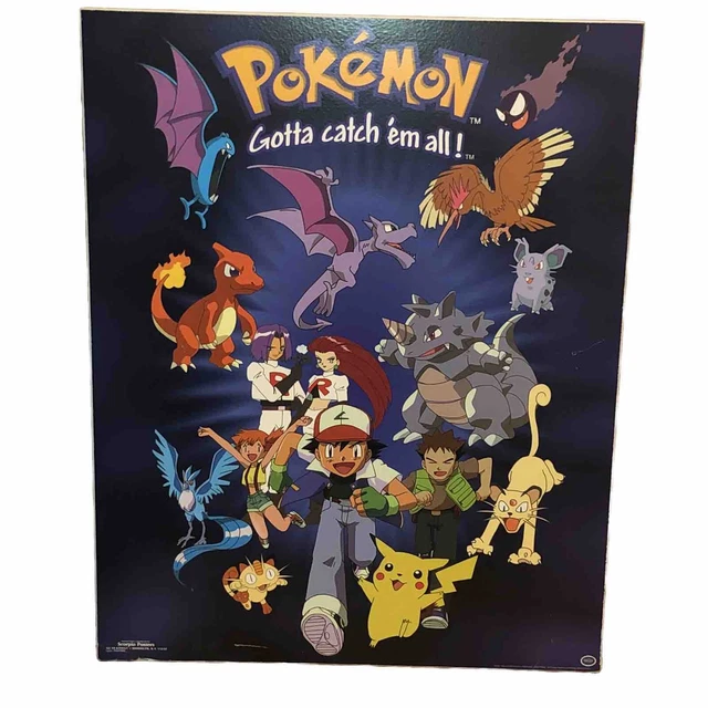 RARE VINTAGE MOUNTED Pokémon Poster Gotta Catch Em All 1999 Nintendo ...