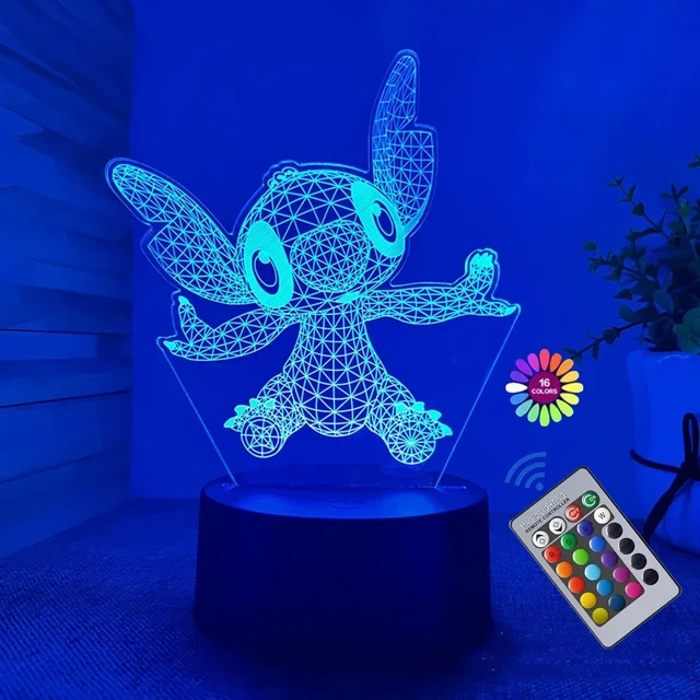 3D ILLUSION STITCH Night Light with Remote Control and Smart Touch Room ...