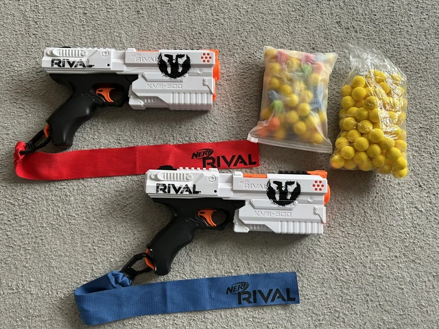 2 NERF RIVAL Kronos Spring Action Blaster Weiß mit ca. 140-150 Bällen ...