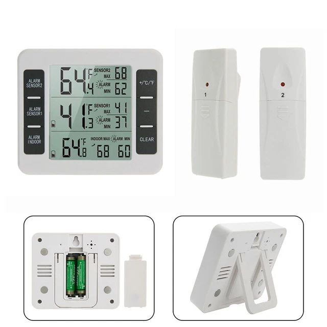 WIRELESS DIGITAL REFRIGERATOR Freezer Fridge Thermometer Temperature ...