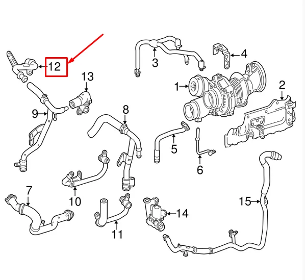 NEW MERCEDES-BENZ C W205 Turbocharger Coolant Return Line A1772000851 ...