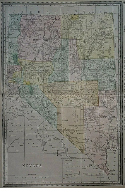 VINTAGE 1912 ATLAS Map ~ NEVADA ~ Old & Authentic ~ Free S&H £12.83 ...