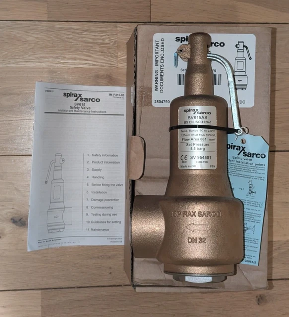 SPIRAX SARCO SV615AS DN20 x 32BSP Safety Valve 3.3barg set pressure £ ...