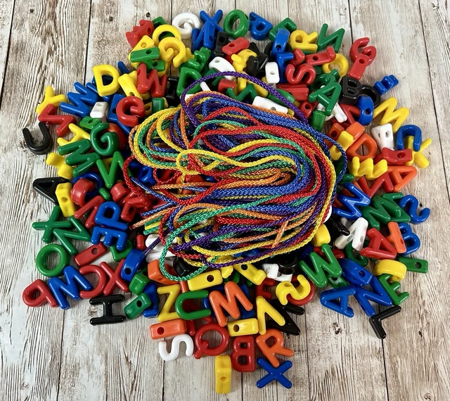 LAKESHORE LACE-A-WORD UPPERCASE Beads Plastic Letter Shaped Alphabet ...