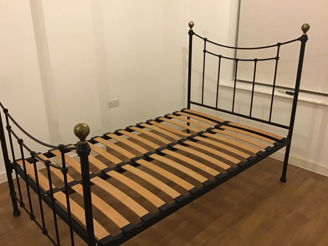 SMALL DOUBLE IRON bed frame. Prob Iron Bed Company vintage. Black ...