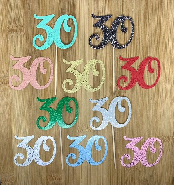 30TH BIRTHDAY ANNIVERSARY Cupcake Toppers Gold Number 30 Cake ...