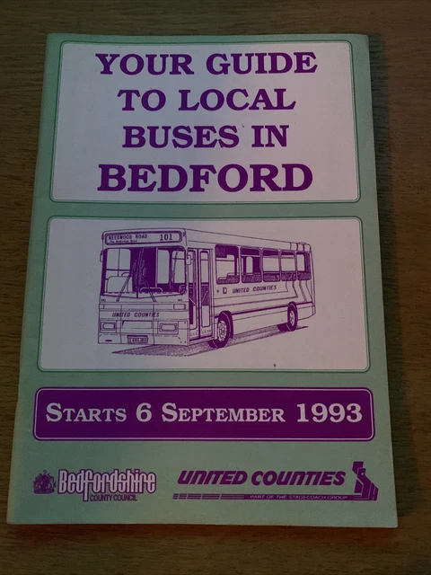 UNITED COUNTIES BEDFORD Area Bus Timetable Map Guide September 1993 £5. ...