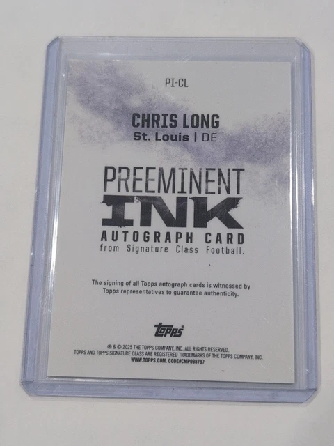 2025 TOPPS SIGNATURE Class Chris Long Auto Preeminent Ink PI-CL Legend ...
