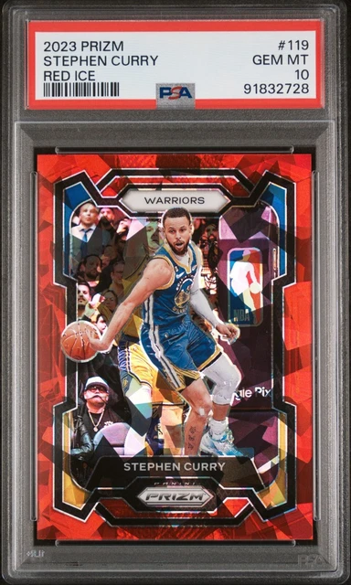 STEPHEN CURRY 2023-24 Panini Prizm #119 glace craquée rouge PSA 10 ...