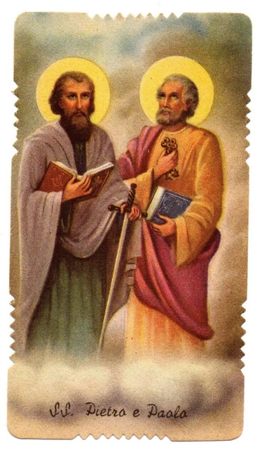 SANTINO ANTICO CROMO fustellato GN Dep 3130 Santi Pietro e Paolo EUR 2 ...