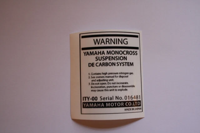YAMAHA IT 200 REAR SHOCK ABSORBER CAUTION WARNING DECAL £5.49 - PicClick UK