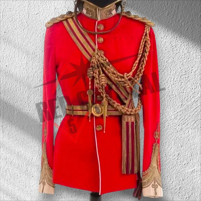NEW BRITISH VICTORIAN Era Colonel's Uniform Red Wool Men Braiding Coat ...
