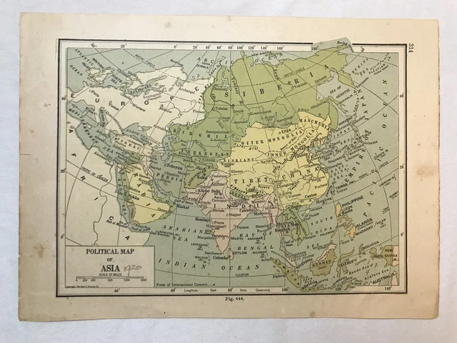 THE JOHN C winston Co Political Map of Asia colored map 1920? from book ...