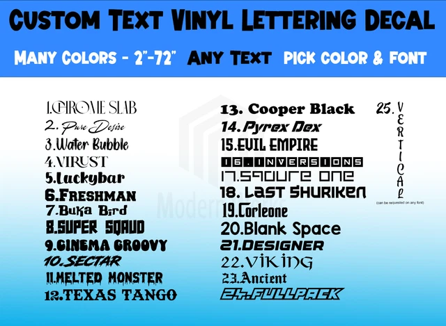 CUSTOM TEXT VINYL Lettering Sticker Decal Personalized -ANY TEXT - ANY ...