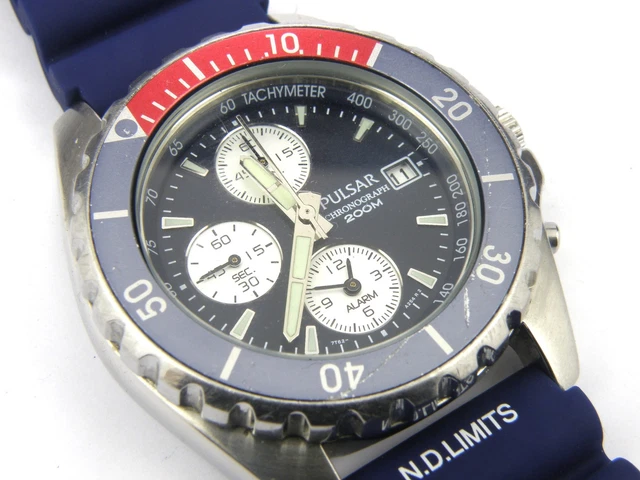 PULSAR PEPSI MEN'S 7T62-X019 Alarm Chronograph Divers Watch - 200m £169 ...