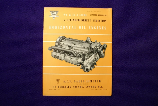 AEC HORIZONTAL DIESEL Oil Engine Truck Lorry Sales Brochure Literature ...