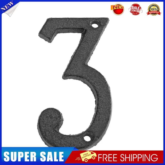 METAL DIGITAL NUMBER Cast Iron House Sign Doorplate DIY Cafe Wall Decor ...