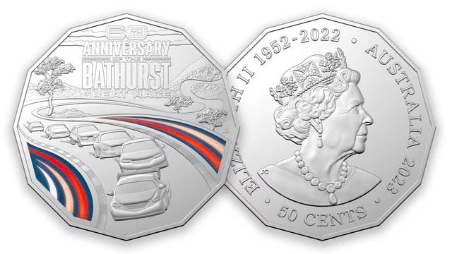 RAM 2023 50 Cent 60th Anniversary of the Bathurst 1000 Coloured Coin on ...