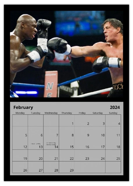 ROCKY CALENDAR 2024 Balboa Creed Film Boxing Retro Stallone Movie ...