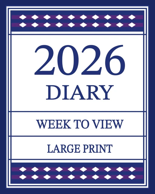 2026 DIARY LARGE Print Week to View Navy $37.95 - PicClick AU