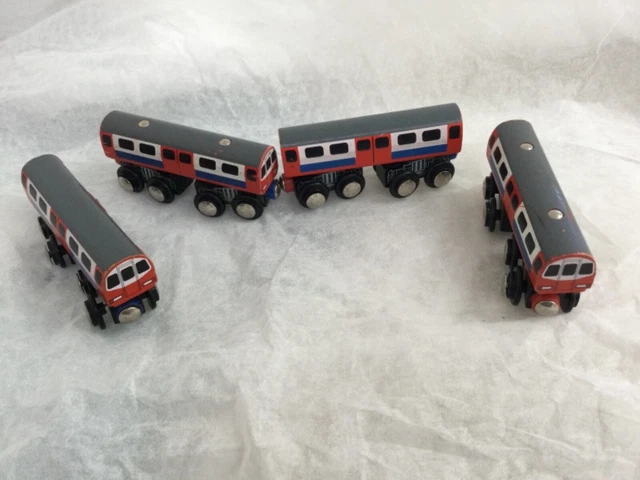 WOODEN THOMAS THE tank engine train set 4 underground express coaches ...