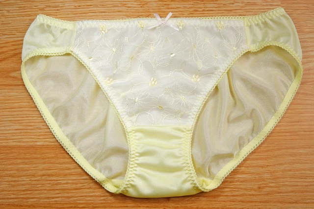 Vintage Japanese Nylon Shiny Slippery Pretty Cute Lemon Yellow Panty
