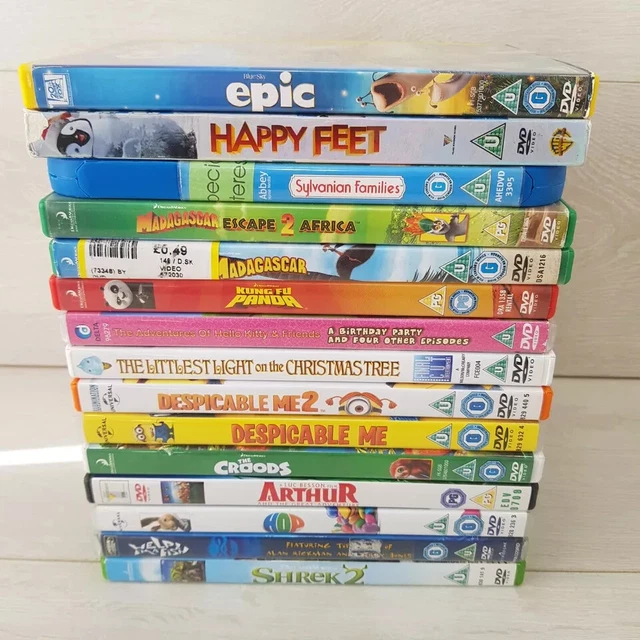 BUNDLE OF 15 DVDs Children Kids Cartoons Minions Croods Epic Shrek ...
