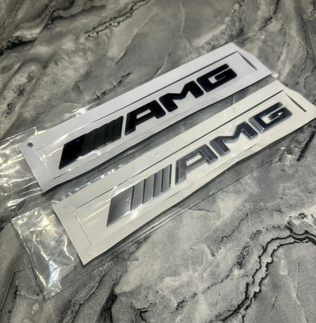 NEW STYLE MERCEDES AMG Chrome Black Boot Badge Rear Emblem LogoBenz ...
