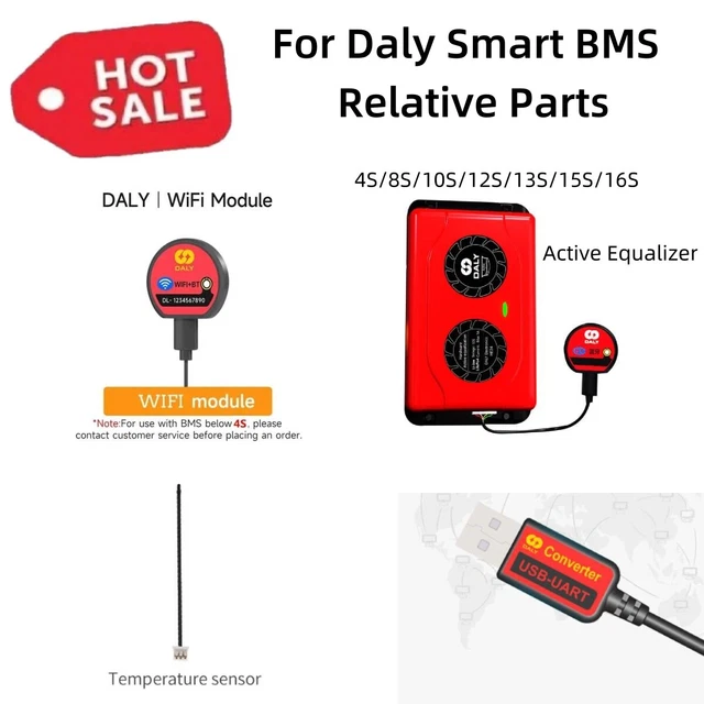 DALY SMART BMS Bluetooth Wifi Module/Active Equalizer/RS485/UART/LCD ...