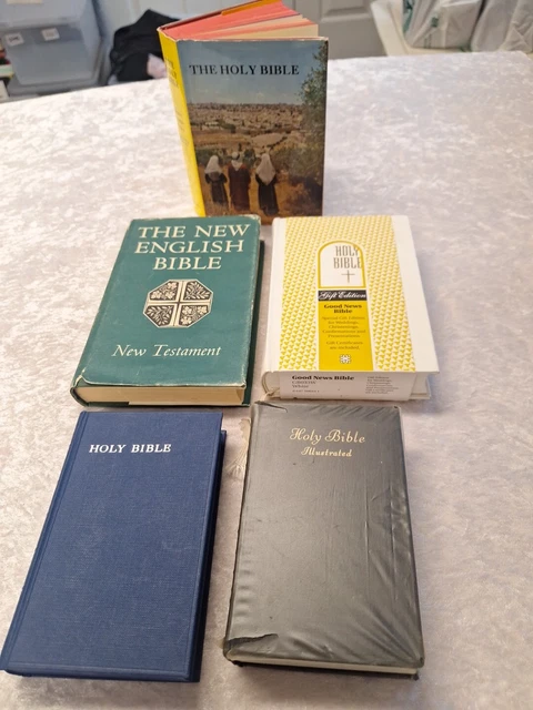 5 X HOLY Bibles Mixed Lot Bulk Religious Books Small Medium Collectable ...