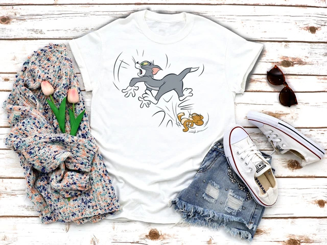 TOM AND JERRY kick in the ass cartoon woman 3/4 Short sleeve t shirt ...