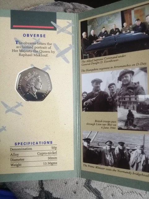 1994 50TH ANNIVERSARY Of The D-Day Landings 50p Fifty Pence Coin Pack ...