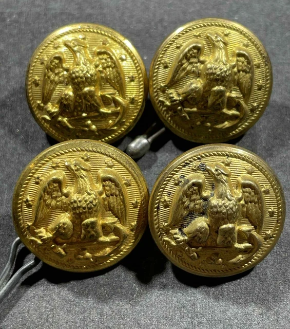 LOT X4 WW2 WWII USN US Navy Military Uniform Buttons Blank Black Backed ...