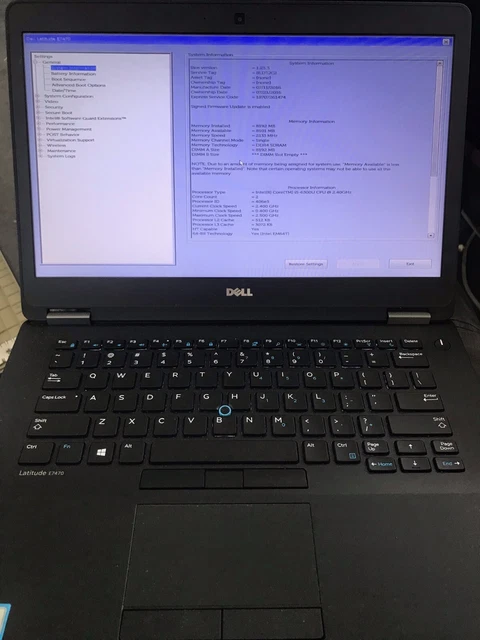 DELL LATITUDE E7470 \Intel Core i5 6300U 2.40GHZ \8GB RAM\ NO HDD\ NO ...