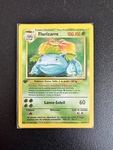 CARTE POKÉMON FLORIZARRE 15/102 EDITION 1 ED1 Set de Base VF FR EUR 180 ...
