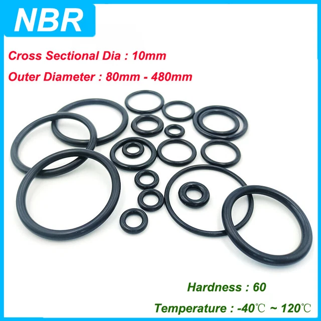 BLACK NBR O Ring Metric Nitrile Rubber Orings THK 10mm Resistant Seals ...
