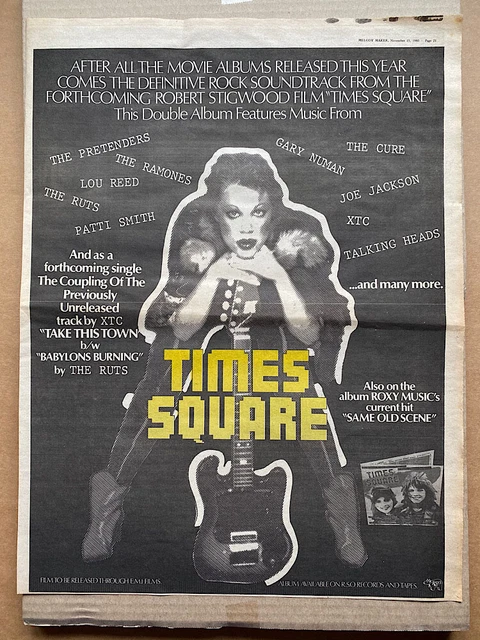 TIMES SQUARE ORIGINAL SOUND TRACK POSTER Original music press advert ...