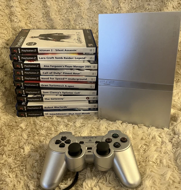 SONY PLAYSTATION 2 Slim Silver PS2 Console Bundle SCPH-75003 Controller ...