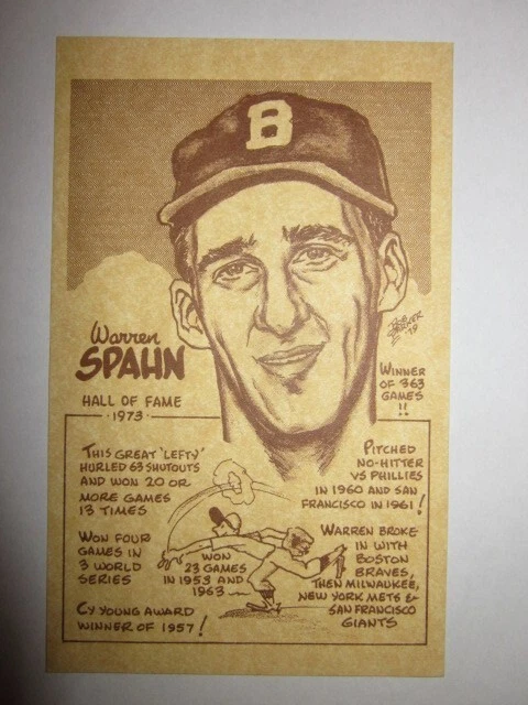 1979 BOB PARKER Series 2 Warren Spahn Illustration Milwaukee Braves EUR ...