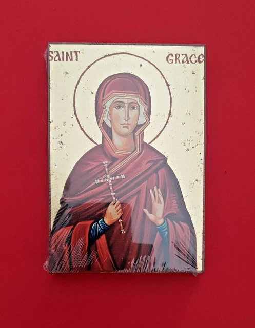 BYZANTINE GREEK RUSSIAN Orthodox Lithography Icon Saint Grace 19x13cm £ ...