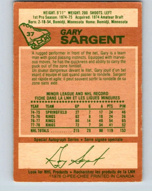 1978-79 O-PEE-CHEE #37 Gary Sargent Minnesota North Stars V21316 EUR 1 ...