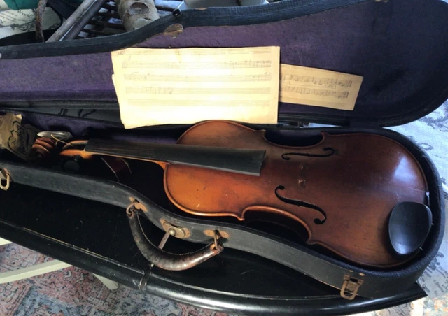 ORIGINAL EXTREME OLD antique violin & leather box locking case $150.00 ...
