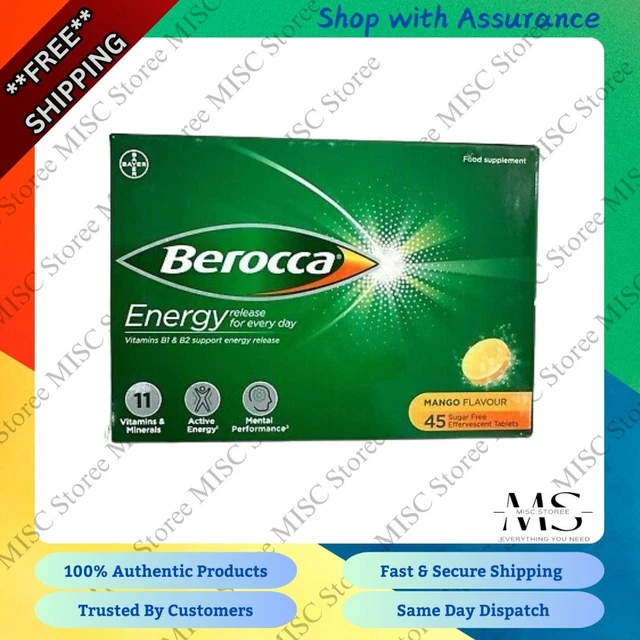 BEROCCA ENERGY VITAMIN Tablets - Pack of 45 Mango £13.00 - PicClick UK