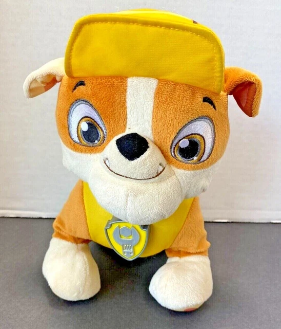 PAW PATROL 10” Talking Light Up Rubble Pup Nickelodeon Soft Toy Plush ...