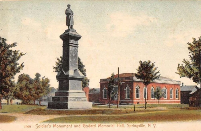 SPRINGVILLE NEW YORK Godard Memorial Hall Soldiers Monument OLD PHOTO ...