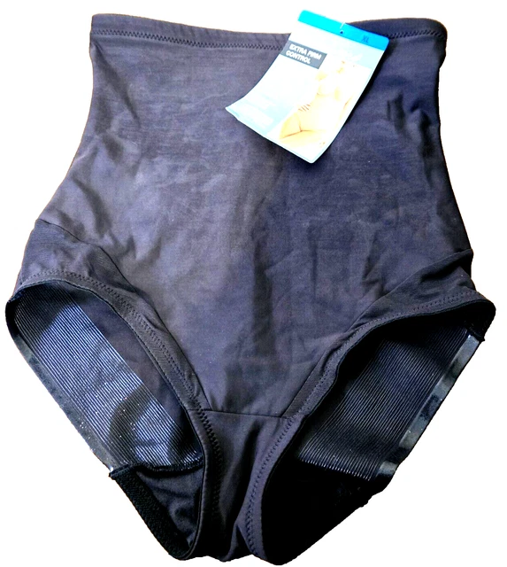 UNDERSCORE BRIEF WOMEN XL Xtra Firm Control Hi Waist Blk Define/Flatten ...
