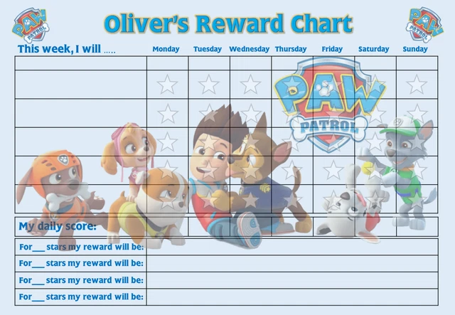 PERSONALISED GOOD BEHAVIOUR Reward Chart Reusable Kids Children Paw ...